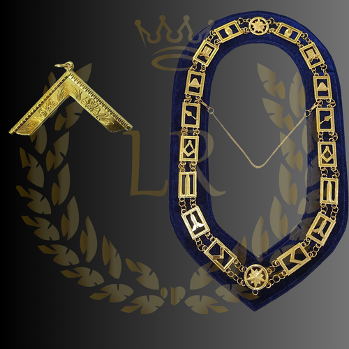 Masonic Regalia Blue Lodge Gold Worshipful Master Chain Collar+Jewel ...