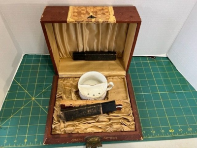 Antique Joseph Dietrich Porcelain Shaving Mug w/2 Shaving Blades in ...