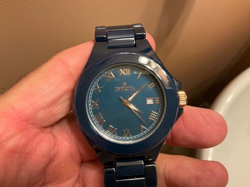INVICTA BLUE CERAMIC WATCH MODEL 14579 SOLID CERAMIC SWISS QUARTZ ...