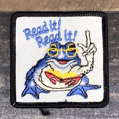 Vintage Read It! Read It! Bullfrog Book Reading Patch Embroidered Never ...