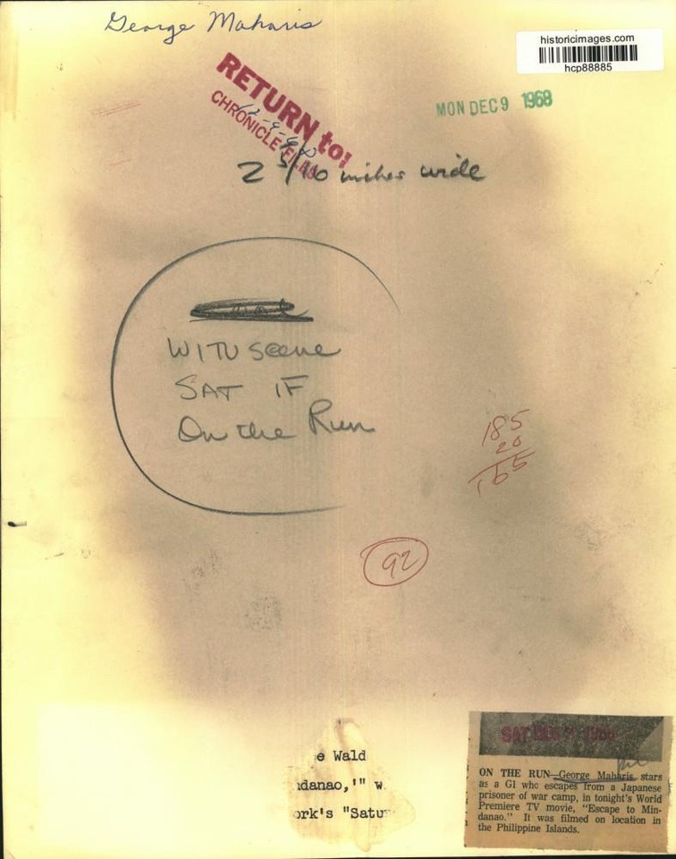 1968 Press Photo Actor George Maharis in scene from film "Escape to ...