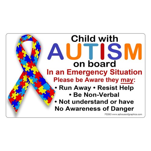 Child Autism On Board Sticker - Car Truck Vinyl Decal safety autistic ...