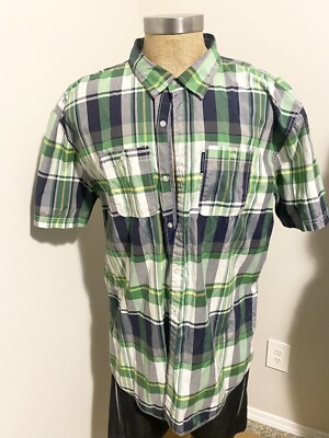 🟢 Ecko Unltd. Men's 3XL Short Sleeve Green Plaid Shirt 543 | eBay