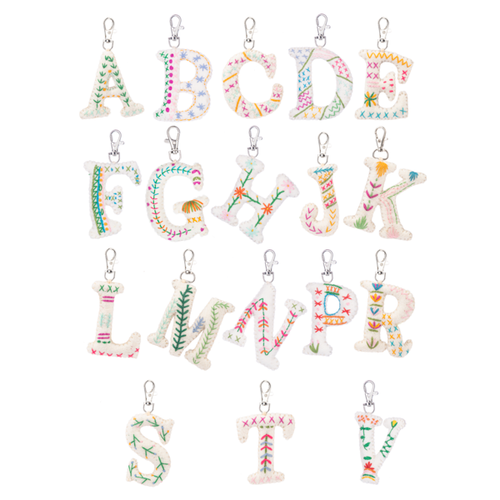 Ganz Wool Felt Embroidered Key Fob Key Chain Initial Monogram Letter "R ...