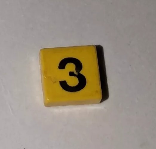 Lego Yellow TILE 1x1 With Number 3 Pattern Decorated Classic Town 7735 ...