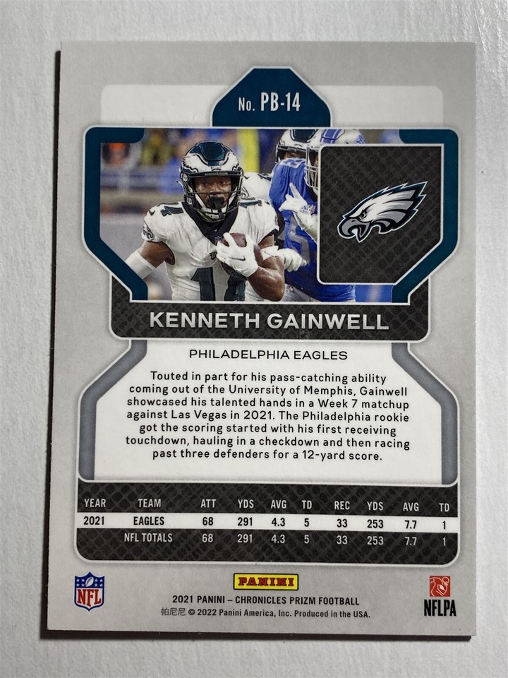 KENNETH GAINWELL eagles 2021 Chronicles Prizm #PB14 Rookie Card RC (F8 ...