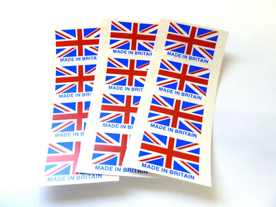 Plastic British Union Jack flag stickers GB labels with 'MADE IN ...