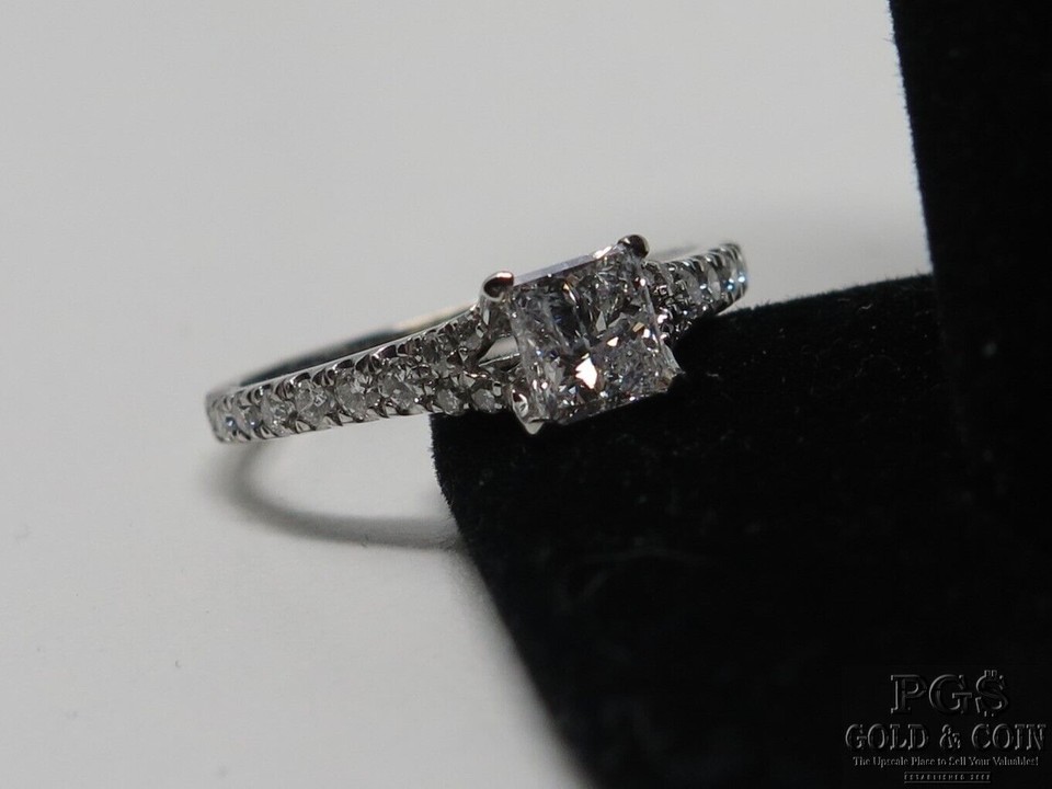 14kwg Princess Cut .75ct G-H/SI2 Diamond Engagement Ring Size 6.25 2.3g ...