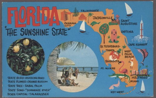 Florida State Map Postcard | eBay