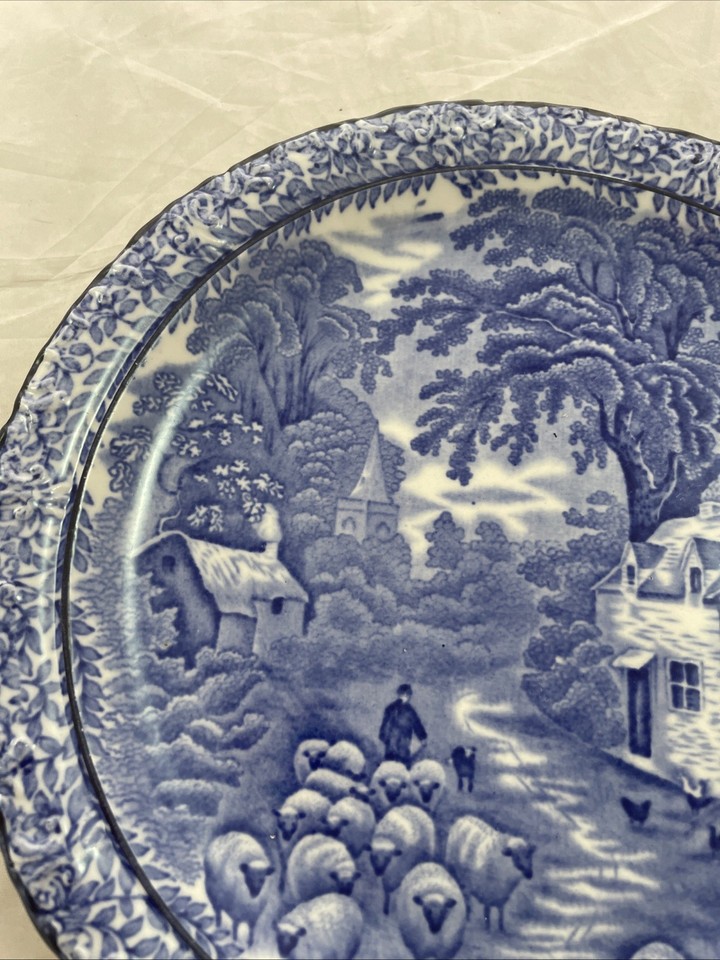 J Kent Fenton - Ye Olde Foley Ware - Wall Plate - 10" Diameter Blue ...