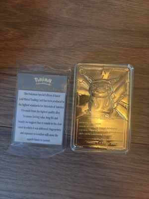 Pokemon Pikachu 23k Gold Plated Trading Card 1999 Nintendo #25 with ...