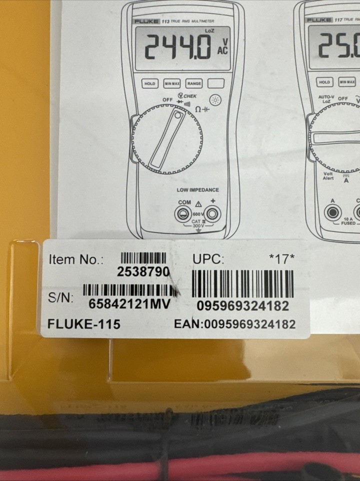 Fluke 115 Compact True-RMS Field Technicians Digital Multimeter ...
