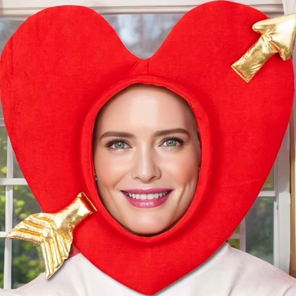 Red Heart Shaped Hat Creative Pullover Hat Cupid's Arrow Hat Cosplay ...