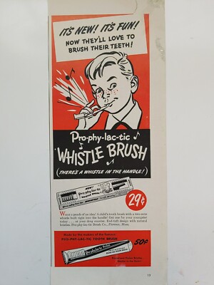 1949 vintage Prophylactic whistle toothbrush. Child's toy Post WW2. | eBay
