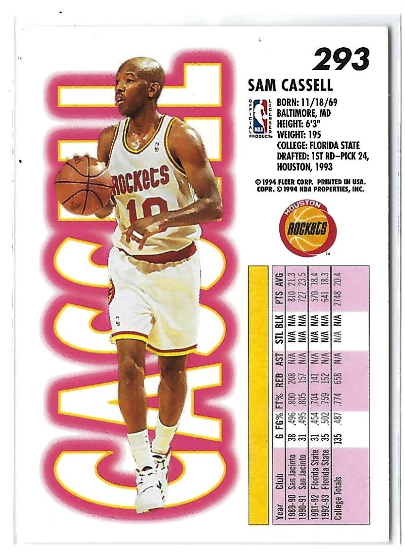 1993-94 Fleer Sam Cassell - Houston Rockets | eBay
