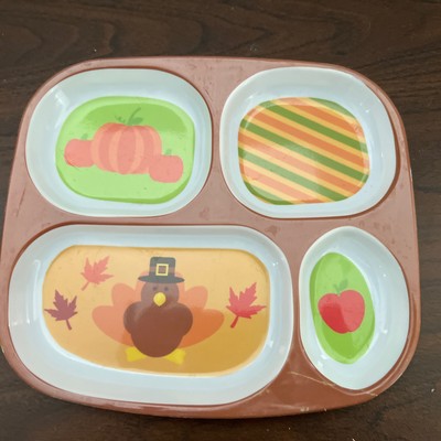Child Kids 2 Section Divided Melamine Plate Fall Thanksgiving DGI 2011 ...