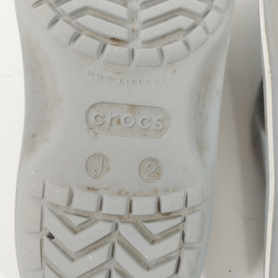 Crocs Flip Flops Youth Size J2 Sandals Gray Girls Boys Unisex Crocaband ...