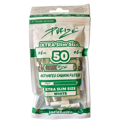 Purize White 50 Carbon Activated Extra Slim Filter Tips Roach | eBay UK