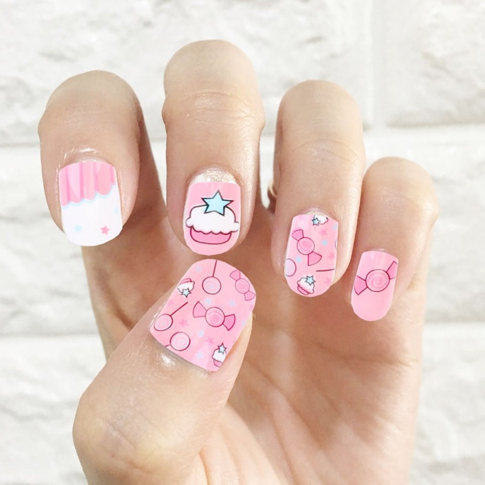 2 Count Girls False Nails Cute Kids Manicure Children Artificial Tips ...