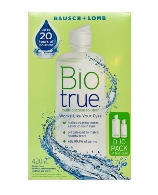 Bio True Multi-Purpose Solution Duo Pack 300mL + 120mL for Soft Contact ...