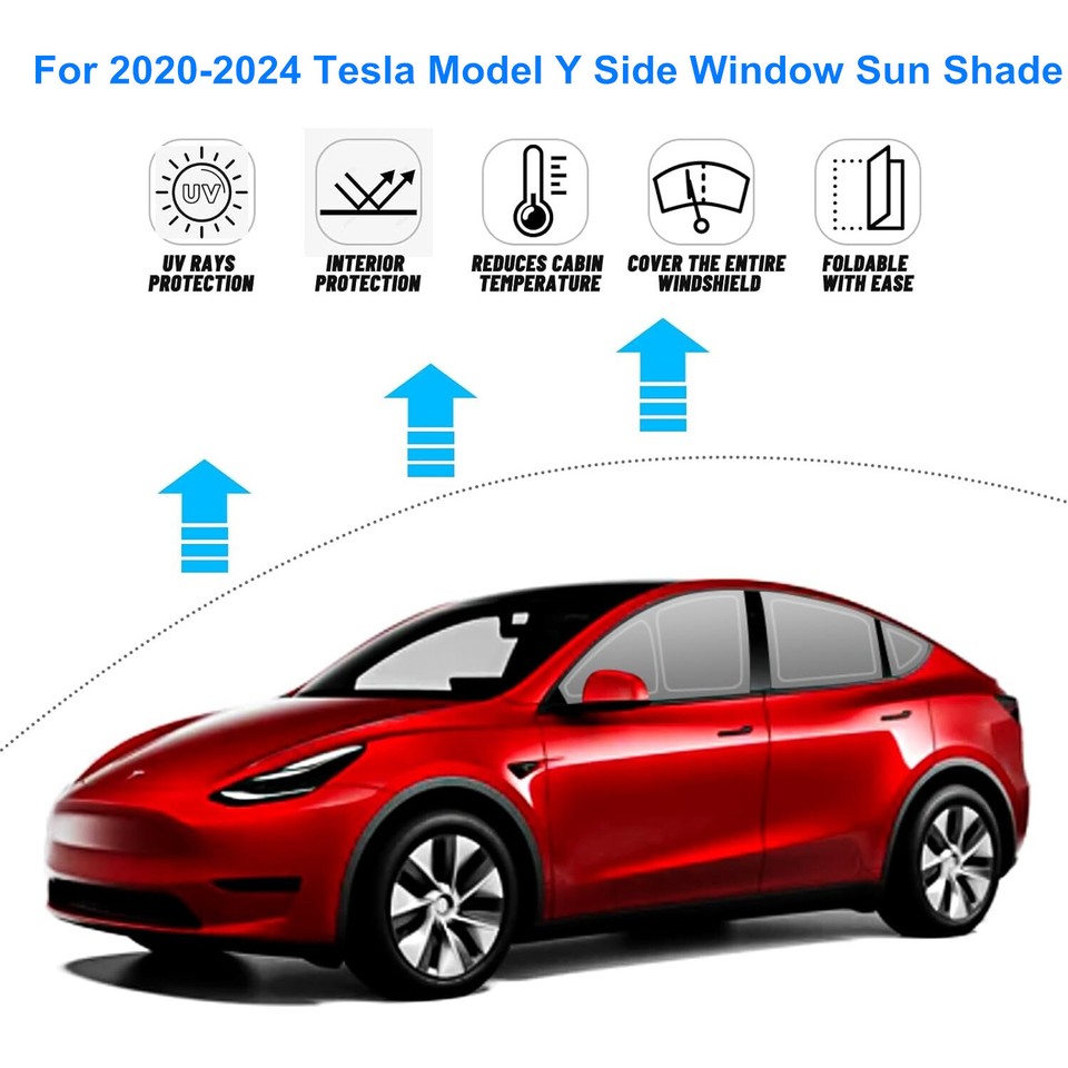 6x For 2020-2024 Tesla Model Y Accessories Side Window Sun Shade ...