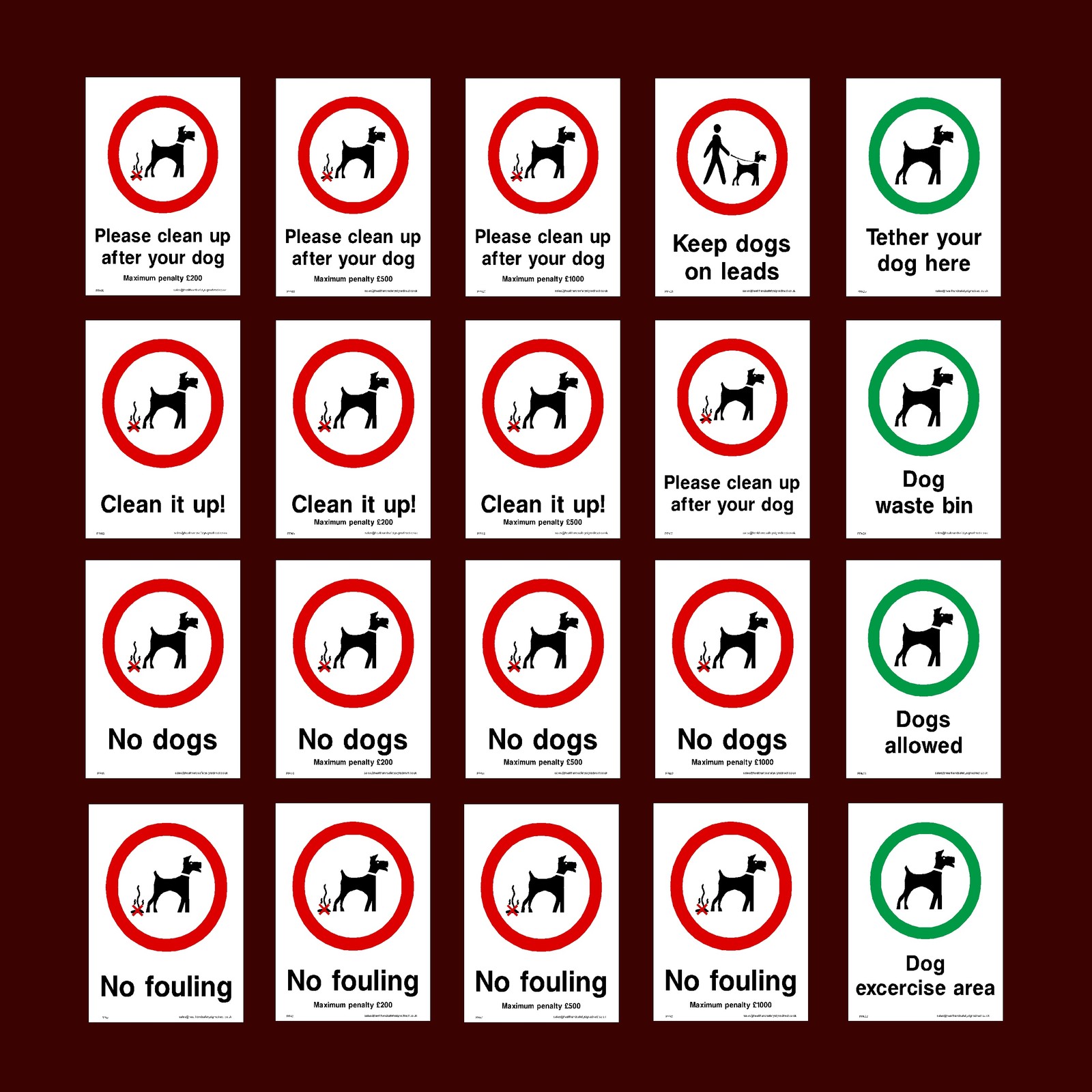 No Fouling / Clean up after dog / Dog Waste Bin / No Dog - Plastic Sign ...