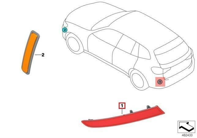 BMW NEW GENUINE X3 SERIES G01 REAR BUMPER REFLECTOR RIGHT O/S ...