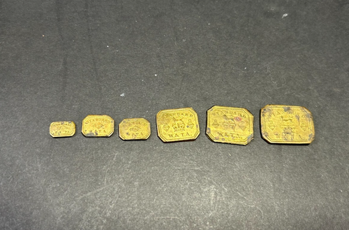 6x W&TA STANDARD VICTORIAN ANTIQUE BRASS APOTHECARY SCALE WEIGHTS DRAMS SCRUPLES | eBay