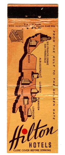 HILTON HOTELS matchbook matchcover - SOUTHWEST UNITED STATES | eBay