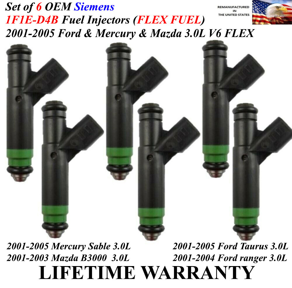 OEM Siemens Set of 6 Fuel Injectors For 2001-2005 Mercury Sable 3.0L ...