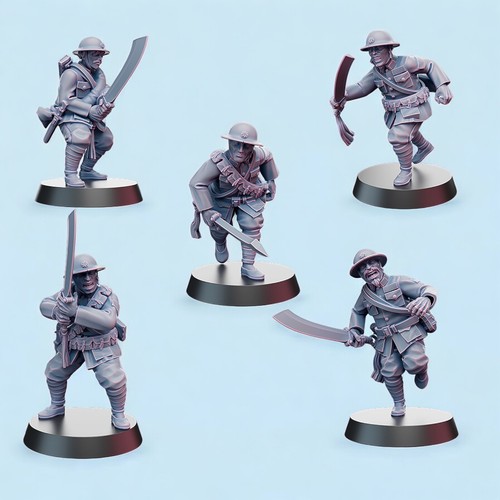WW2 Chinese NRA Infantry with Dao Swords - 5 Figures - 28mm Wargames ...
