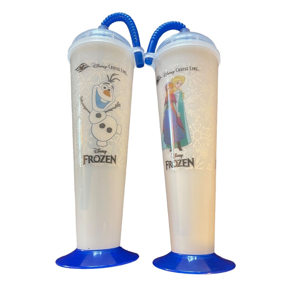 Disney Cruise Line Set Of 2 Frozen Anna Elsa Olaf Tall Sipper Cup | eBay UK