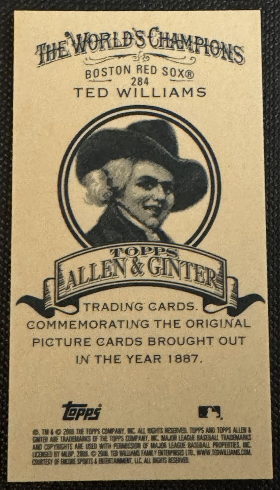 2006 Topps Allen & Ginter #284 Ted Williams Mini A & G Back | eBay