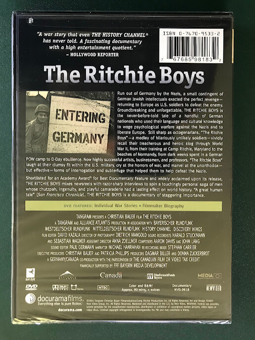 The Ritchie Boys (DVD) WWII documentary, 2004, MINT, FACTORY SEALED ...