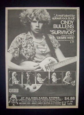 Cindy Bullens Survivor Desire Wire 1979 Poster Type Ad, Promo Advert | eBay