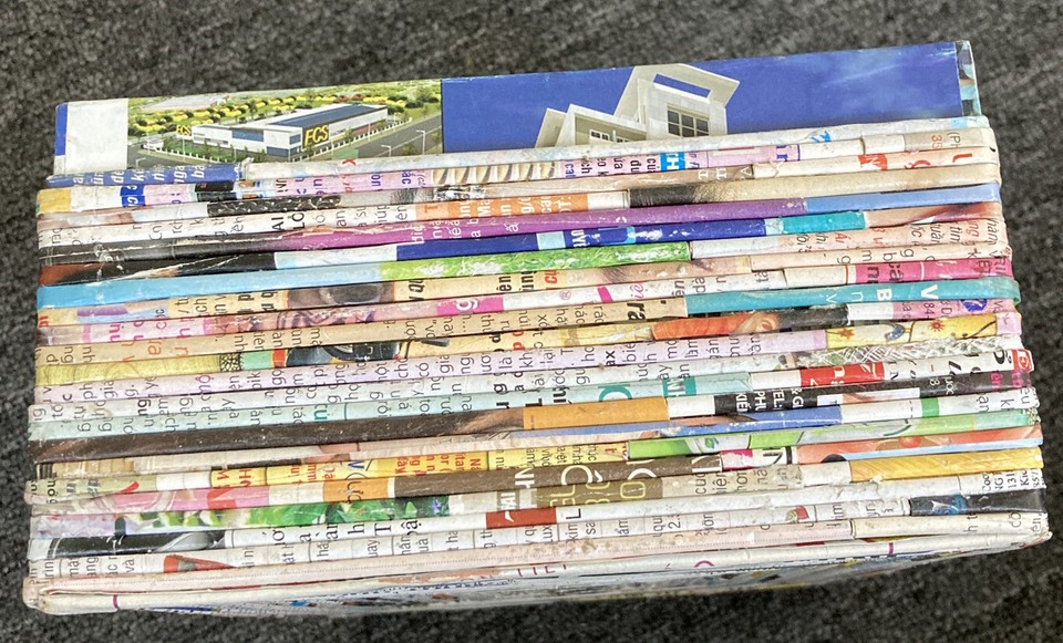 Vintage Rolled Magazine Box Chic Folk Art Shabby MCM Decor Abstract | eBay