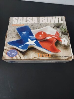 Texas Shaped Salsa Bowl w/ Spoon. Clay Art Vintage 2001 | eBay