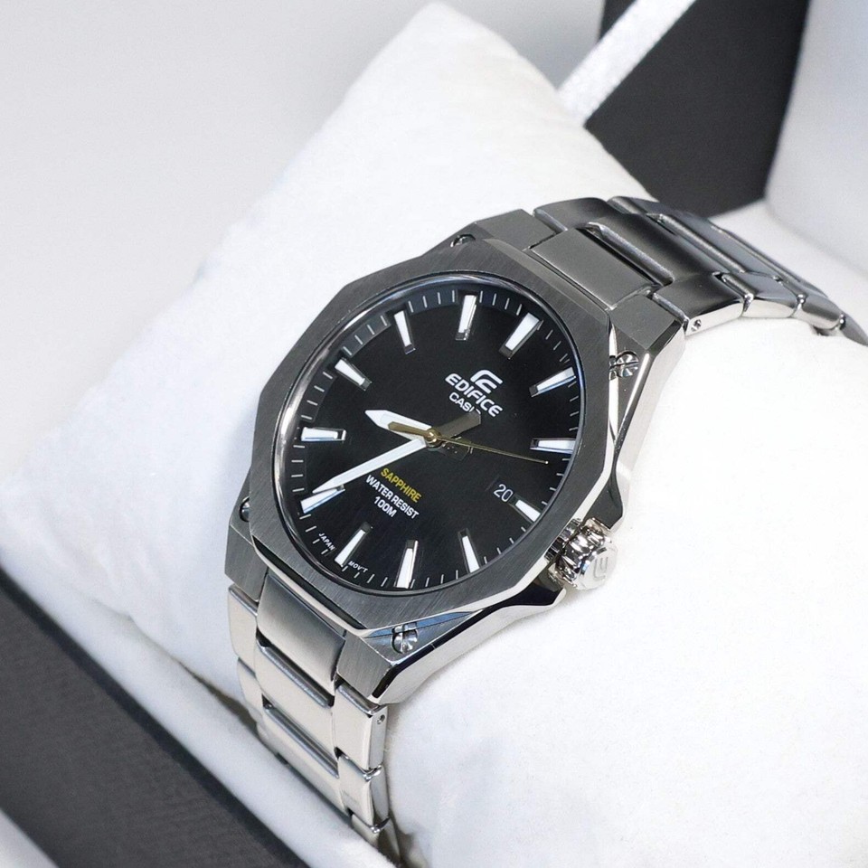 Casio Edifice Men's Black Dial Stainless Steel Sports Watch EFR-S108D ...