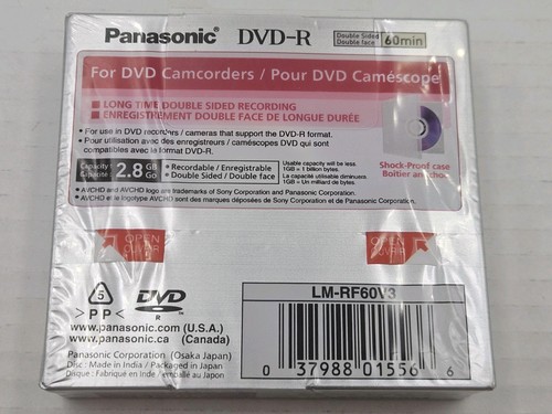 Panasonic DVD-R 60 Minute Double Sided AVCHD 3 Pack For DVD Camcorders ...