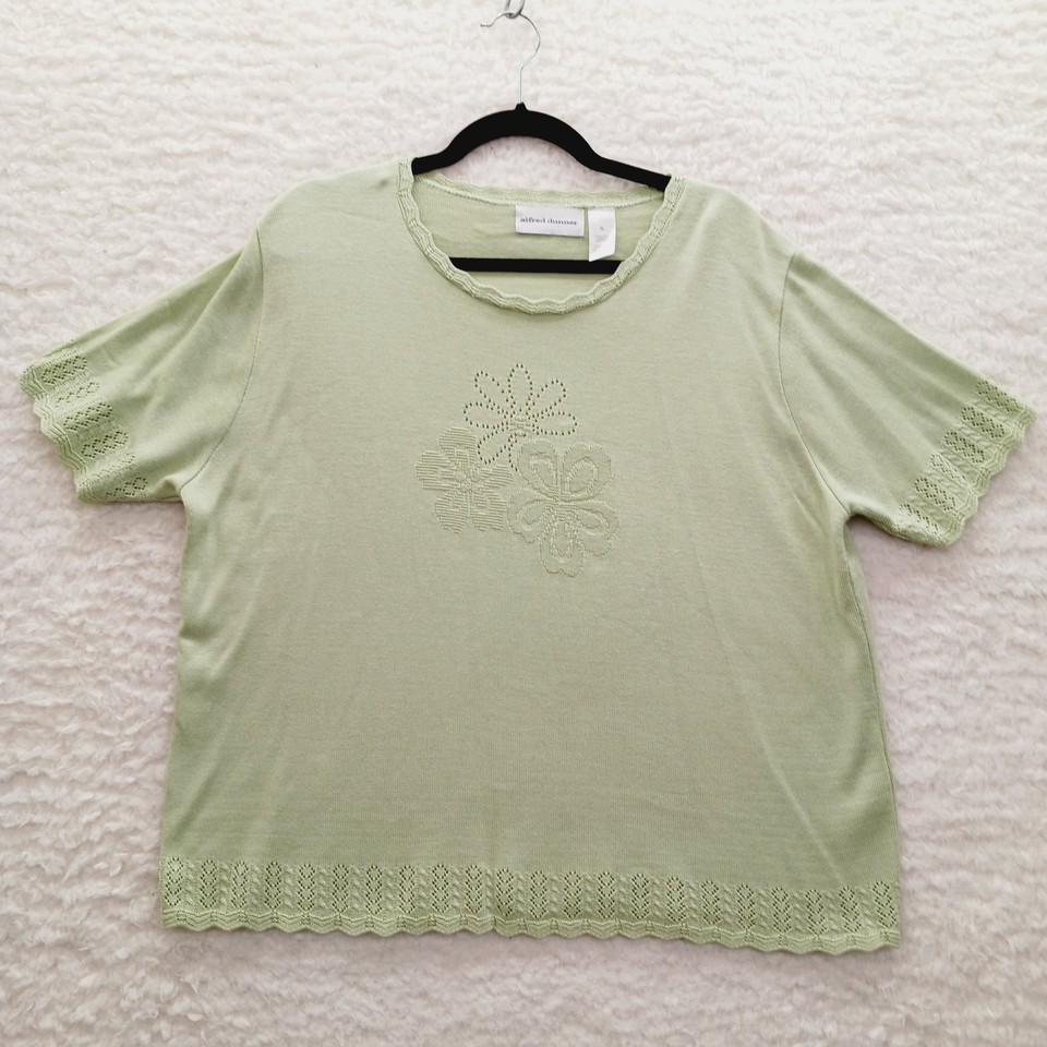 Sweater T-Shirt Size XL Celery Floral Garden Crochet Knit Cottagecore ...