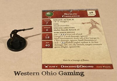 D&D Miniatures Mephling Pyromancer #21/60 USED War Drums Dungeons ...