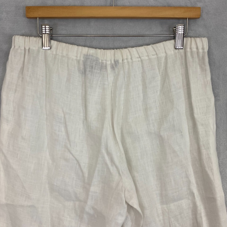 Sara Isabella 100% Linen Pants Blazer Set Small White Shirt Cropped ...