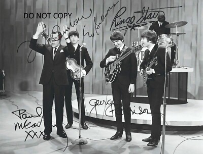 THE BEATLES on ED SULLIVAN Autographed Signed 8x10 Reprint Photo JOHN ...