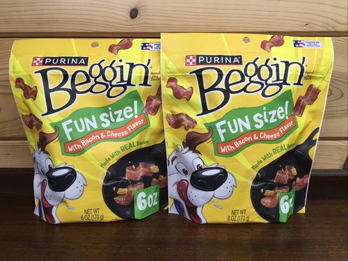 Lot of 2 Purina Beggin' Strip Fun Size Bacon & Cheese Flavor Dog Treat ...