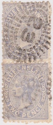(Po4 ) 1897 QLD 2d Blue Pair Post No.23 4R RRRR Cancelx2 (v) | eBay ...