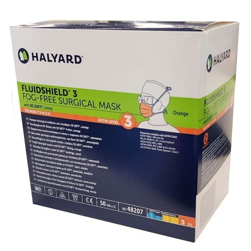 *50-Pieces* Halyard FluidShield ASTM Level 3 Fog-Free Surgical Face ...