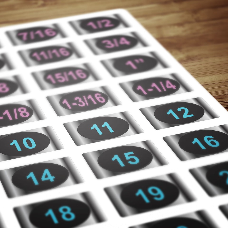 2 Chrome Socket Labels "Ladies Edition" Color Coded for "Easy Read" 60 ...