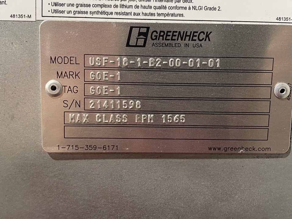Greenheck USF-18-1-B2-00-01-01 Centrifugal Fan Exhaust Blower New | eBay