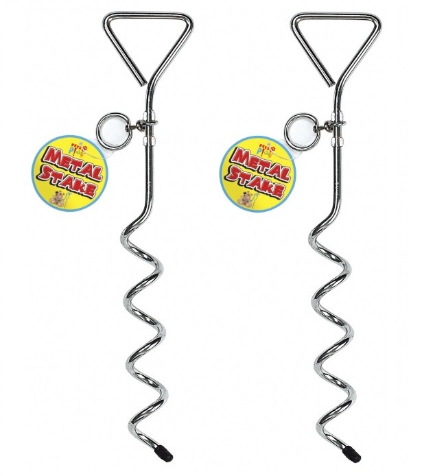 2 Portable Ground Stake Tether Anchor Screw In Ground Stake Pet Lead ...