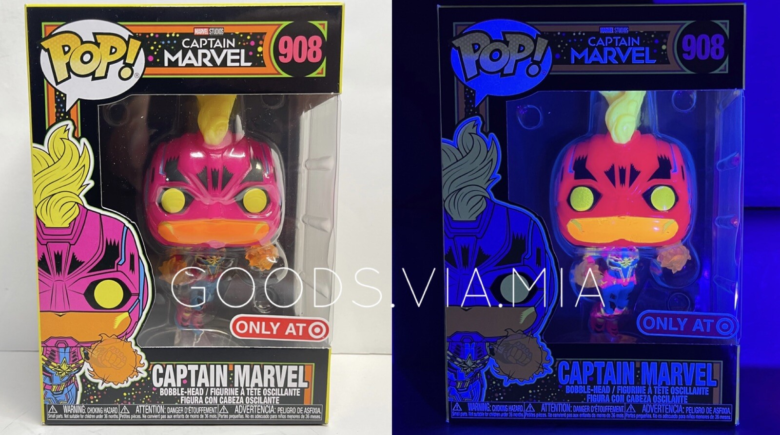 Funko Pop 908 Captain Marvel Blacklight Glow Infinity Saga Target ...